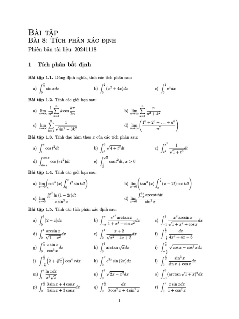 Bai8 TichPhanXacDinh | PDF