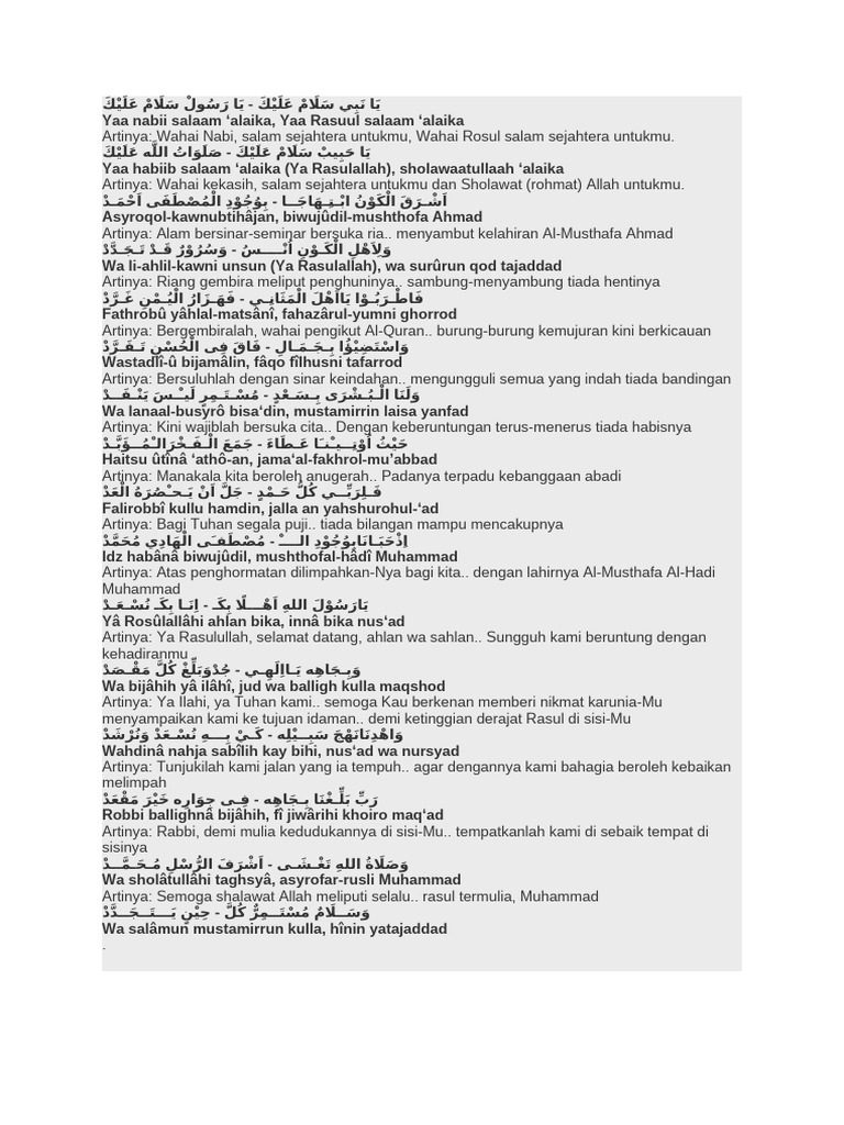 Teks Mahalul Qiyam | PDF | Seni & Disiplin Bahasa | Kajian Bahasa Asing