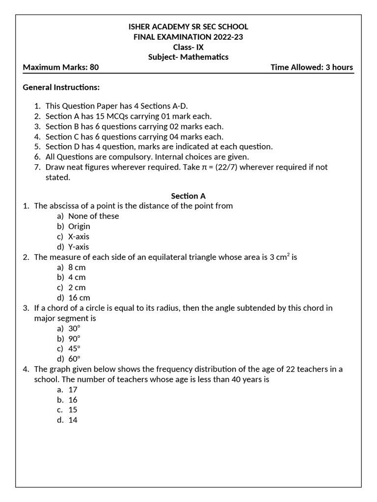 Class 9 Paper | PDF | Elementary Geometry | Elementary Mathematics