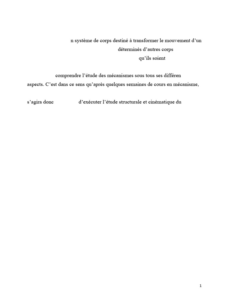 Étude des Mécanismes : Analyse Structurale et Cinématique | PDF ...