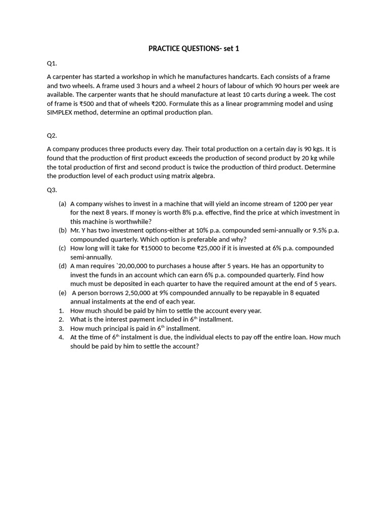 Linear Programming and Investment Analysis | PDF | Business | Finance ...