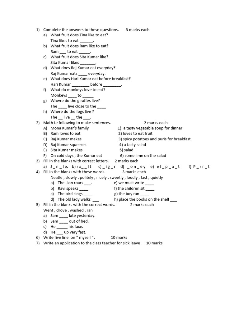 Class 1 Paper | PDF | Language Arts & Discipline | Teaching Methods ...