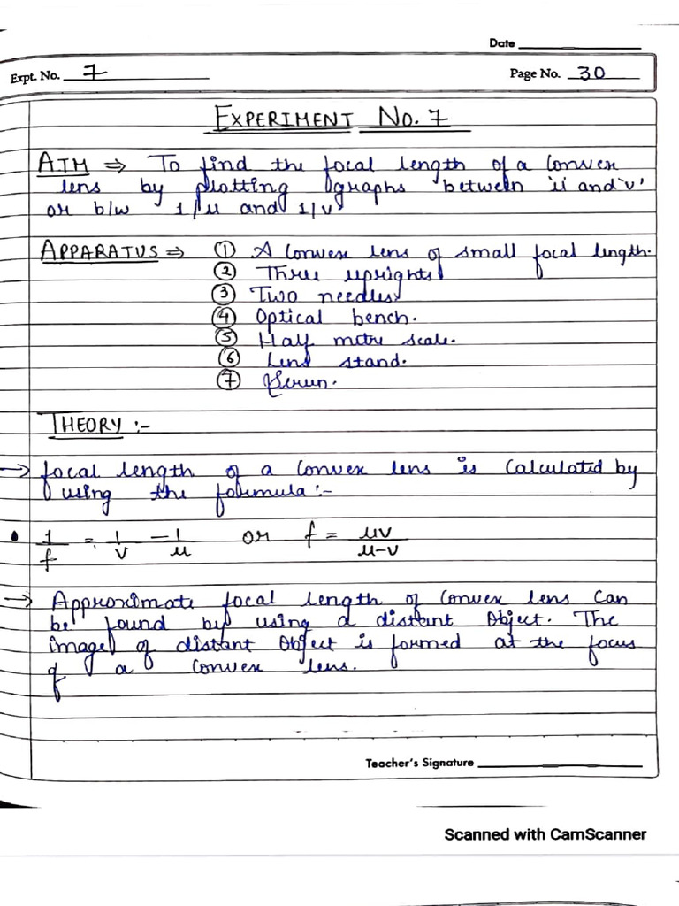 Practical Focal Length of Convex Lens | PDF | Optics | Electromagnetic ...