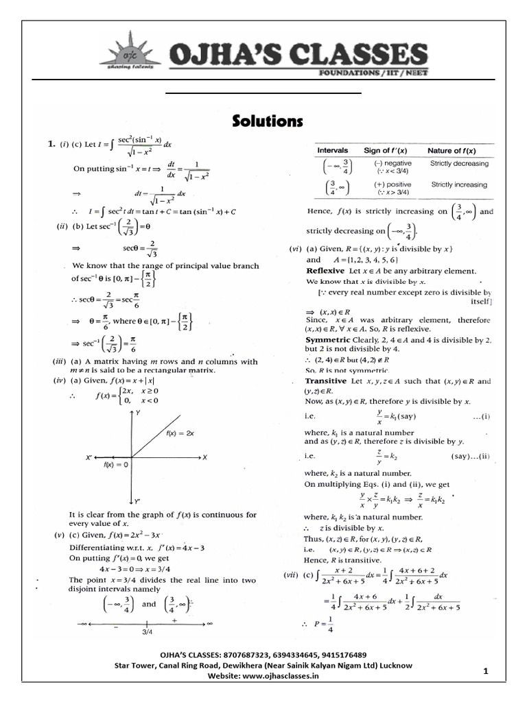 30 Dec 2022-Solution-Class Xii-Maths-Sample-9-Isc | PDF | Technology & Engineering