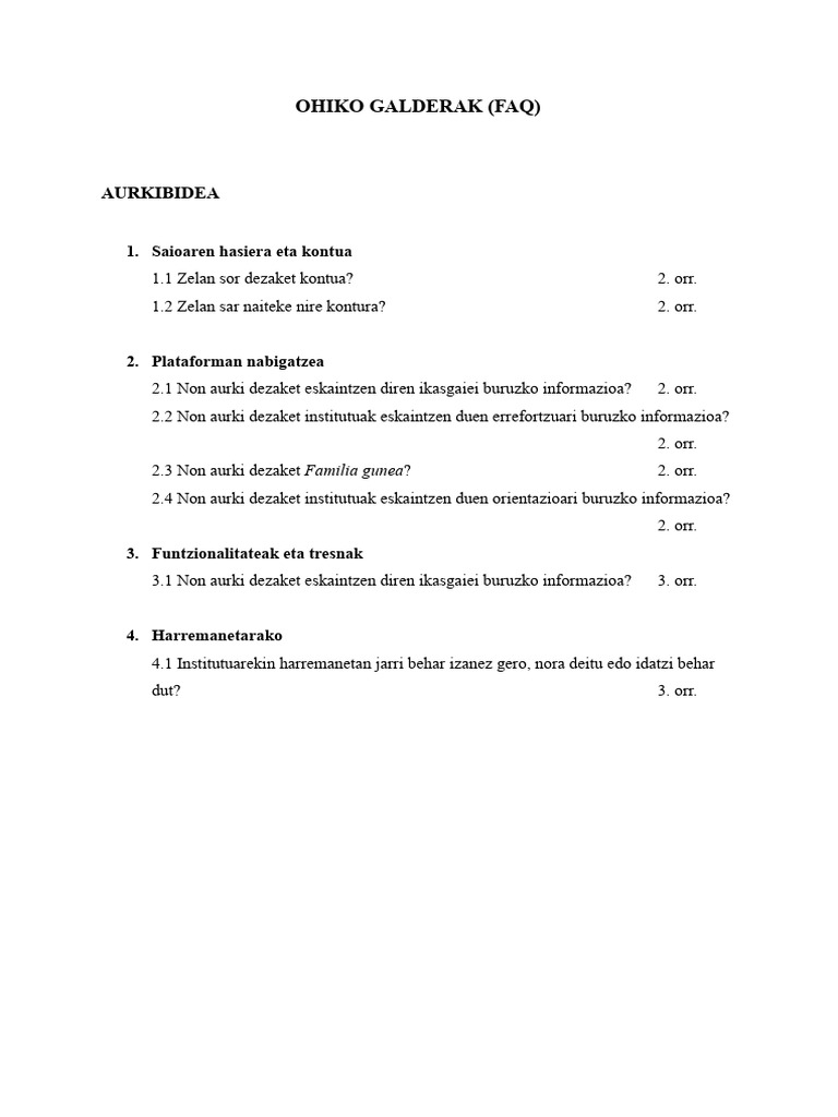Ohiko Galderak (FAQ) | PDF