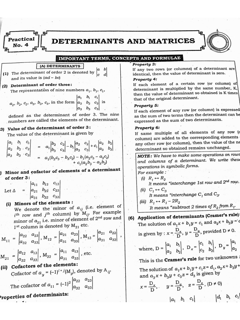 Determinant & Matrices Practical | PDF