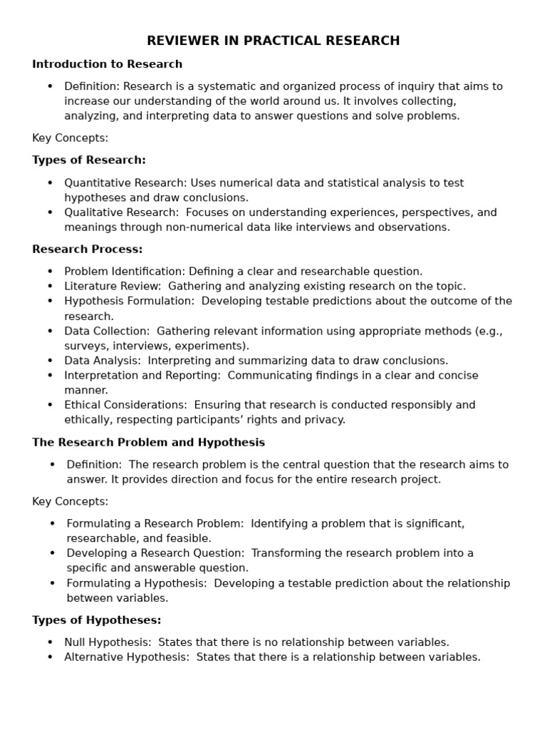 Practical Research Reviewer | PDF | Statistics | Data Analysis