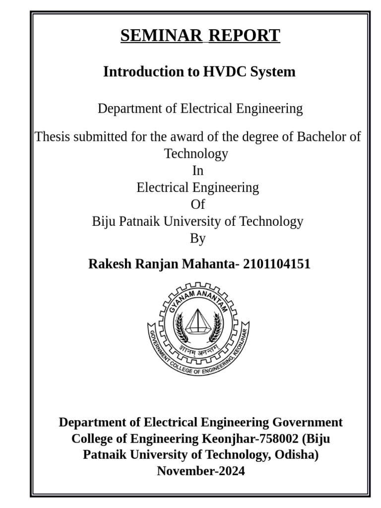Project Report Submit | PDF | High Voltage Direct Current | Electric ...