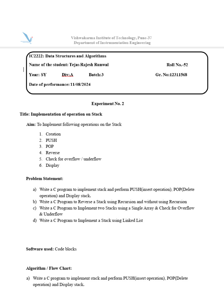 DSA_Lab_4_22.docx 4 | PDF | Computer Programming | Software Engineering
