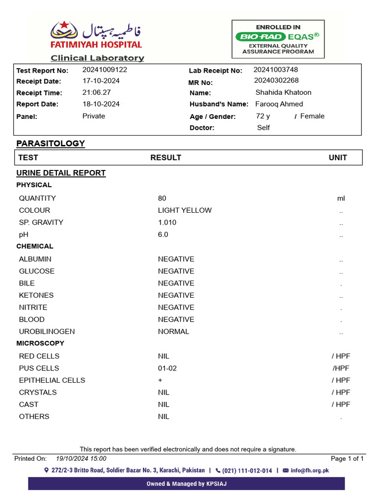 20241003748-16045-Urine Detail Report | PDF | Clinical Medicine ...