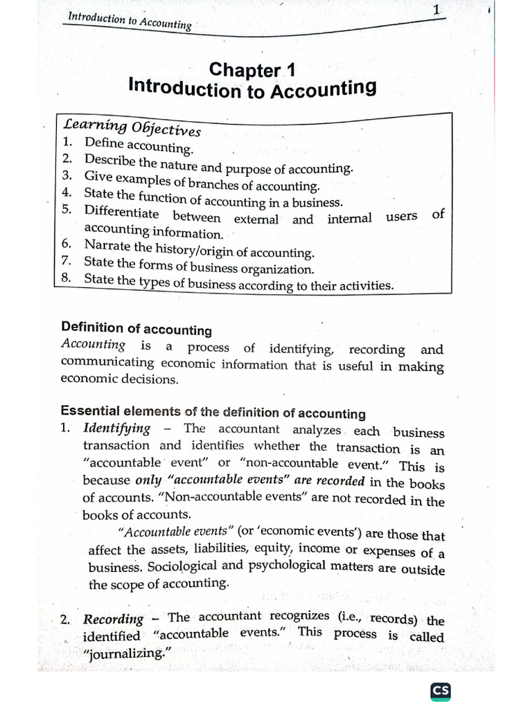 FAR - Chapter 1 - Introduction To Accounting | PDF