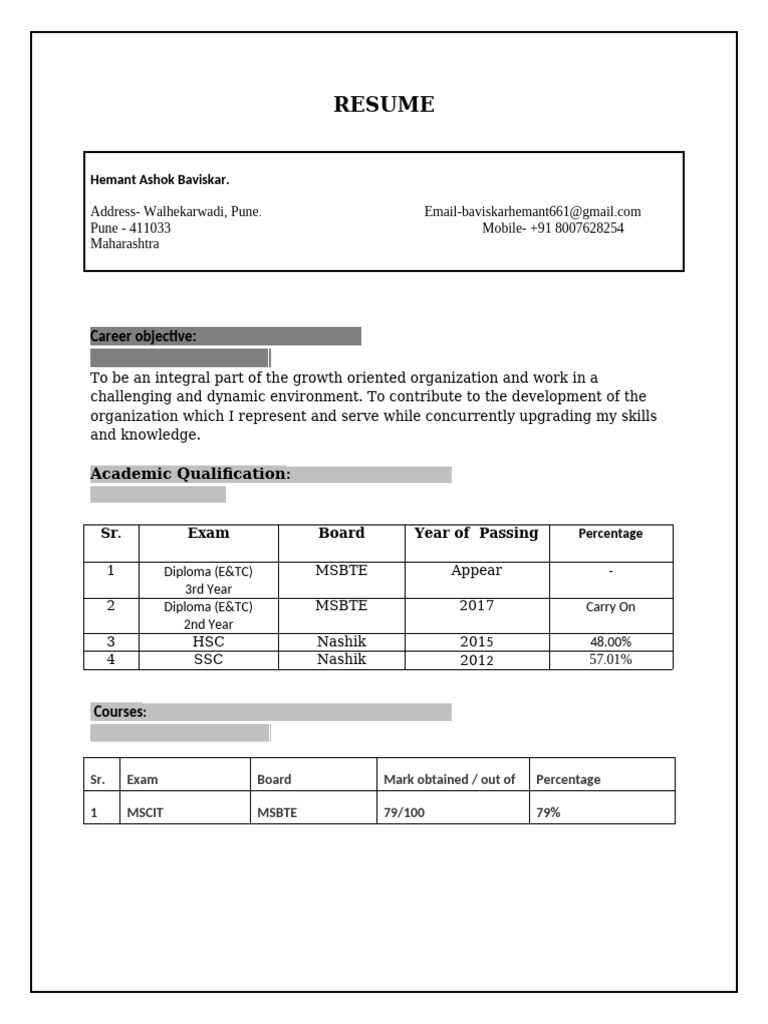 Hemant Baviskar Resume Overview | PDF