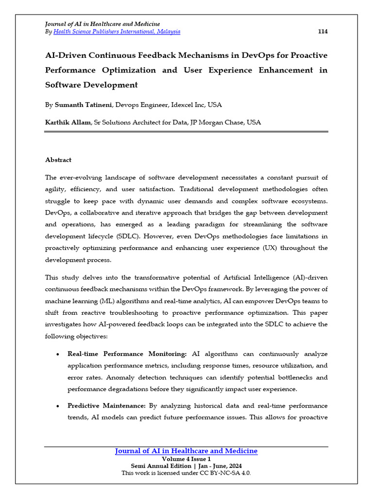 AI-Driven Continuous Feedback Mechanisms in DevOps For Proactive ... AI-Driven Continuous Feedback Mechanisms in DevOps For Proactive ...