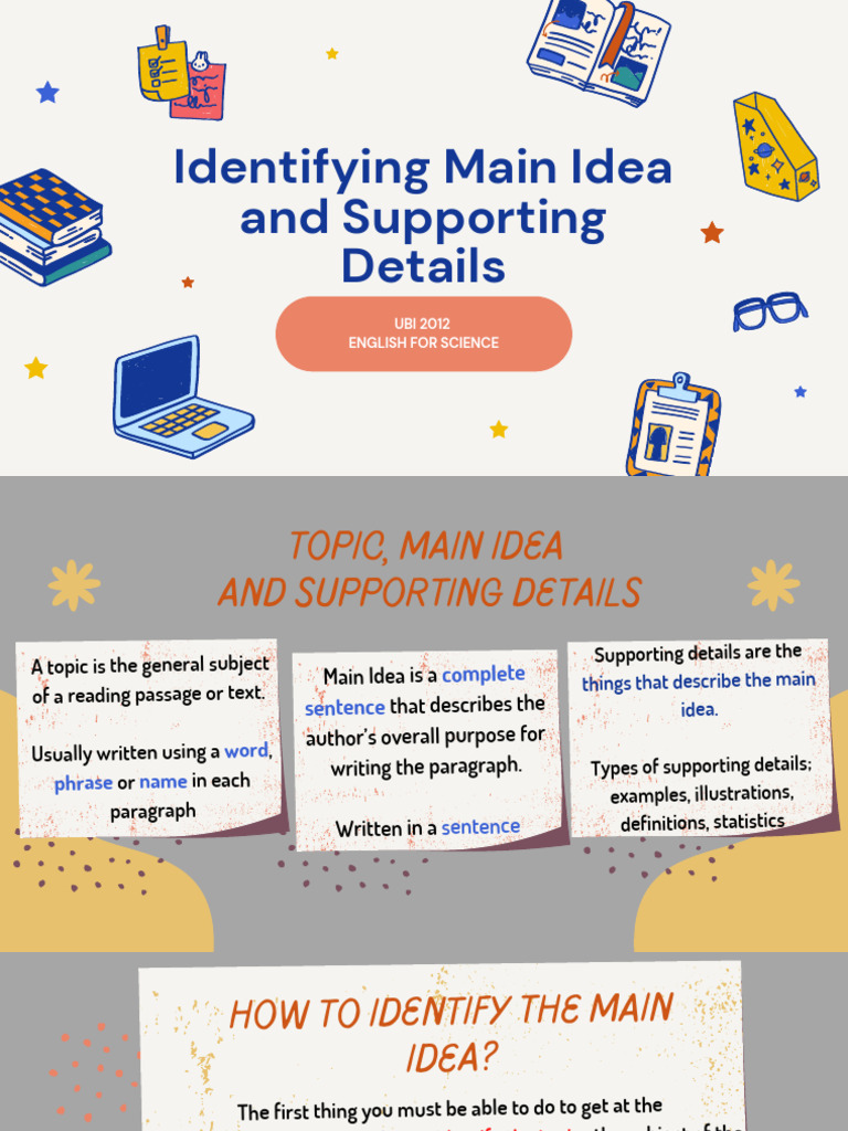Identifying Main Idea and Supporting Details | PDF | Linguistics