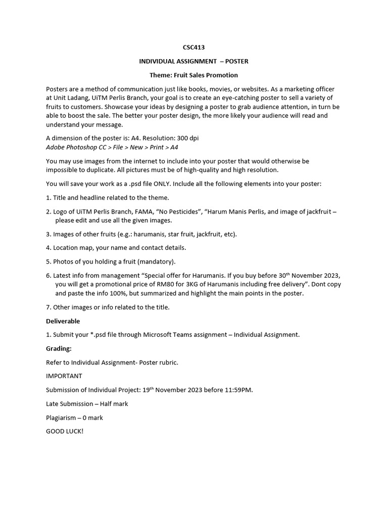 Individual Project Poster Oct2023 | PDF | Adobe Photoshop | Graphic Design