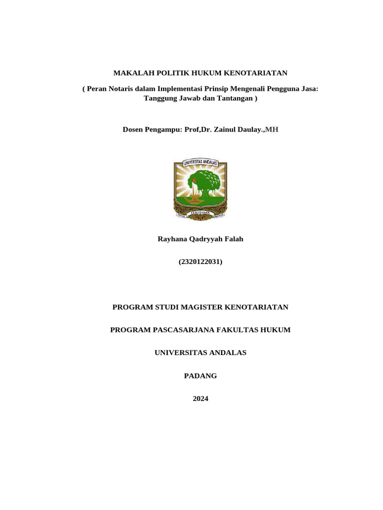 Tanggung Jawab Notaris dalam PMPJ | PDF