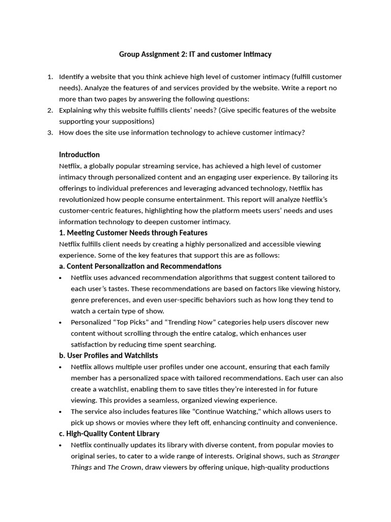 Group Assignment 2_ IT and customer intimacy | PDF | Information Science | Computing
