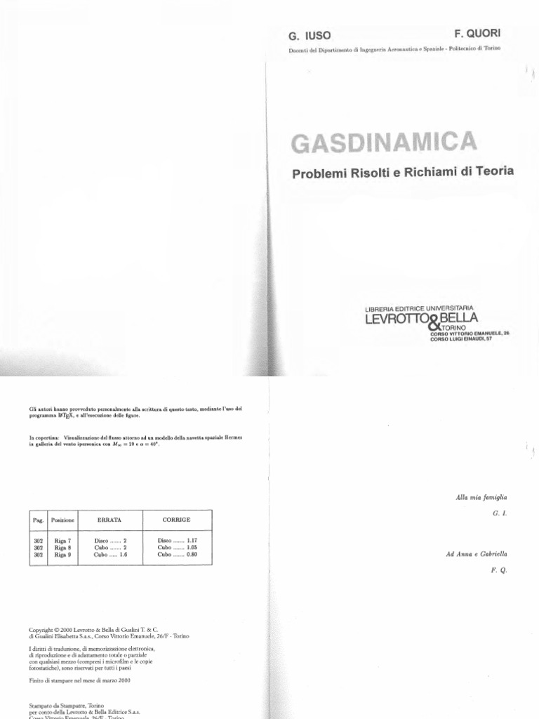 Gasdinamica (Problemi Risolti e Richiami Di Teoria) - Iuso & Quori 2 | PDF