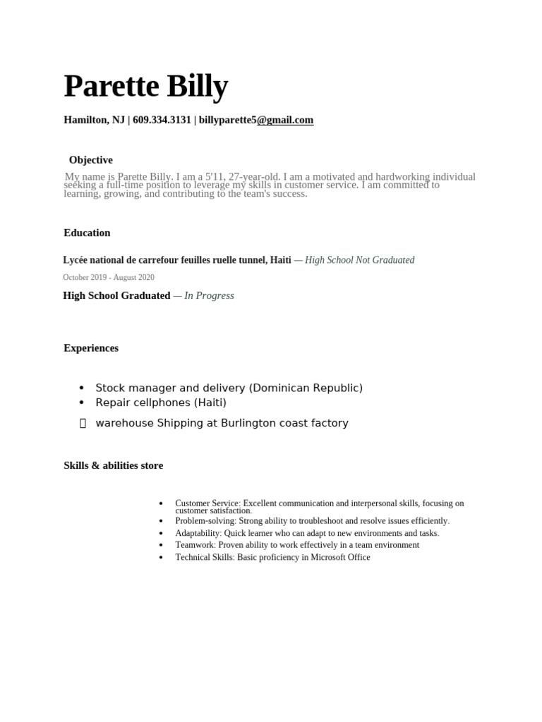 Parette Billy | PDF | Career & Growth | Business