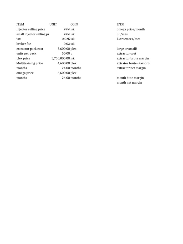 EVE Online Injector Pricing Analysis | PDF | Technology & Engineering