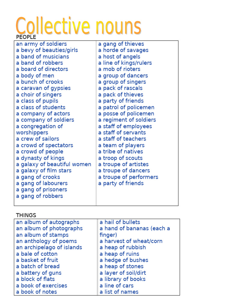 Collective Nouns | PDF | Herd