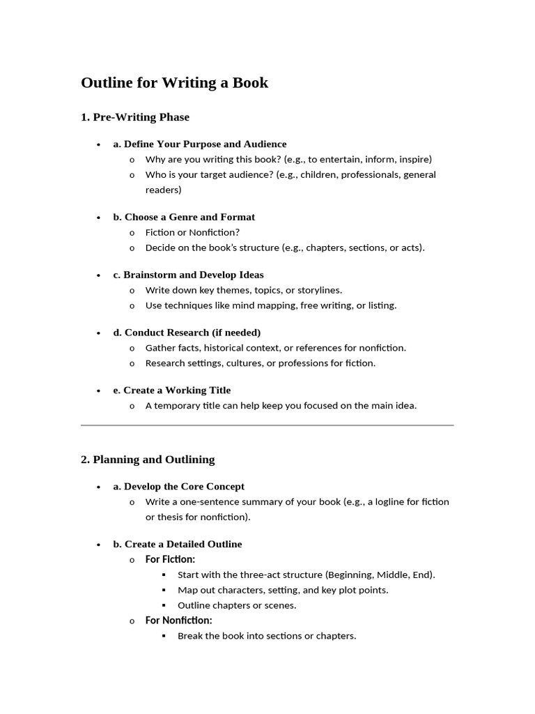 Outline For Writing A Book | PDF | Editing | Books