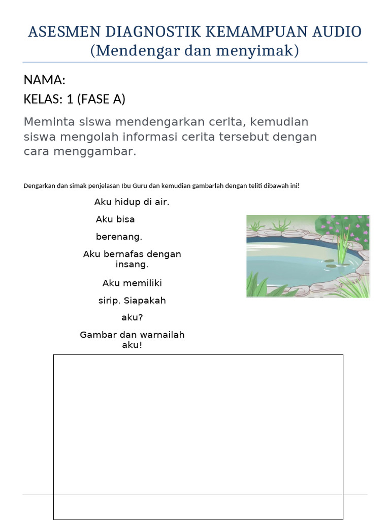 Asesmen Diagnostik Non Kognitif Minat Dan Bakat Kls 1 | PDF