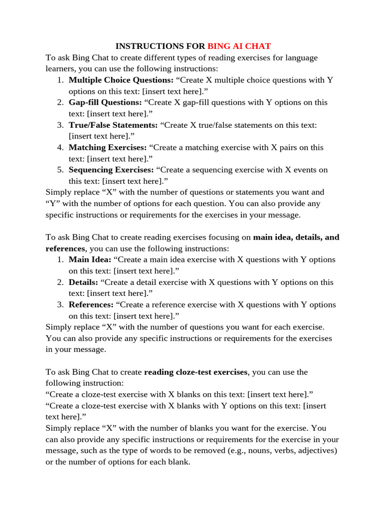 Instructions For Bing Ai Chat | PDF | Computers