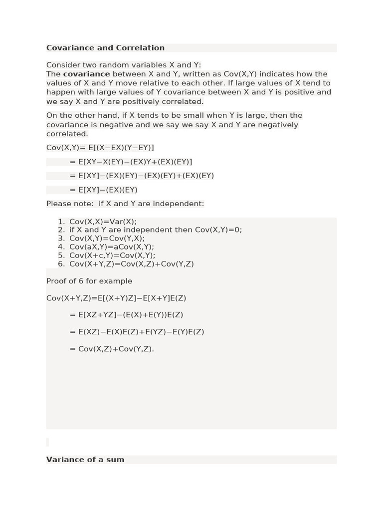 Covariance and Correlation | PDF
