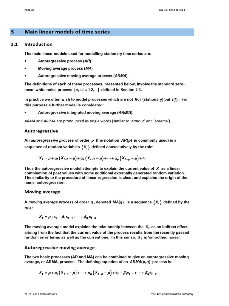 Main Linear Models of Time Series | PDF | Autoregressive Model | Autoregressive Integrated ...