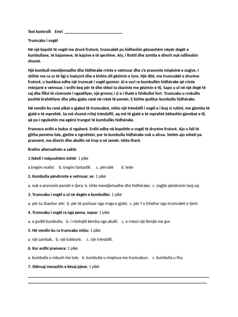 Test Kontrolli Emri | PDF