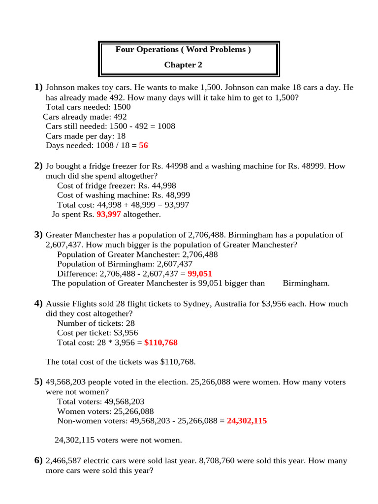 Chapter 2 Word Problems | PDF | Bus | Transport