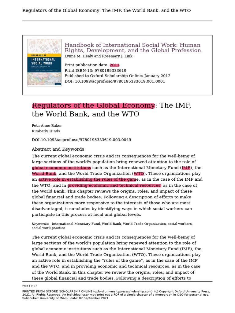 Regulators of The Global Economy | PDF | World Trade Organization ...