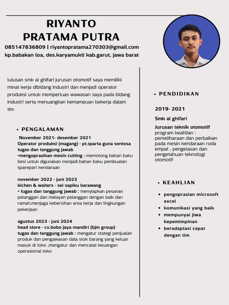 CV - Riyanto Pratama Pcgi PDF | PDF