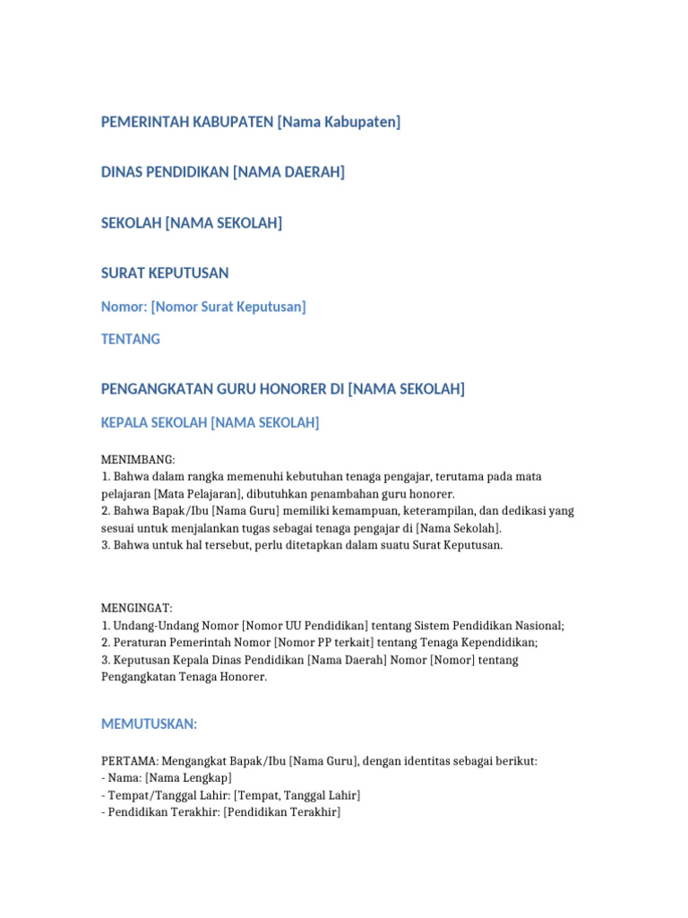 SK Bakti Guru Honorer | PDF