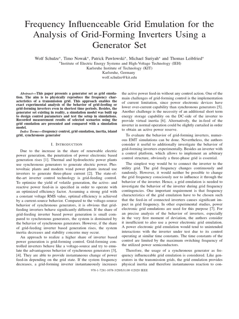Frequency Influenceable Grid Emulation For The Analysis of Grid-Forming ...