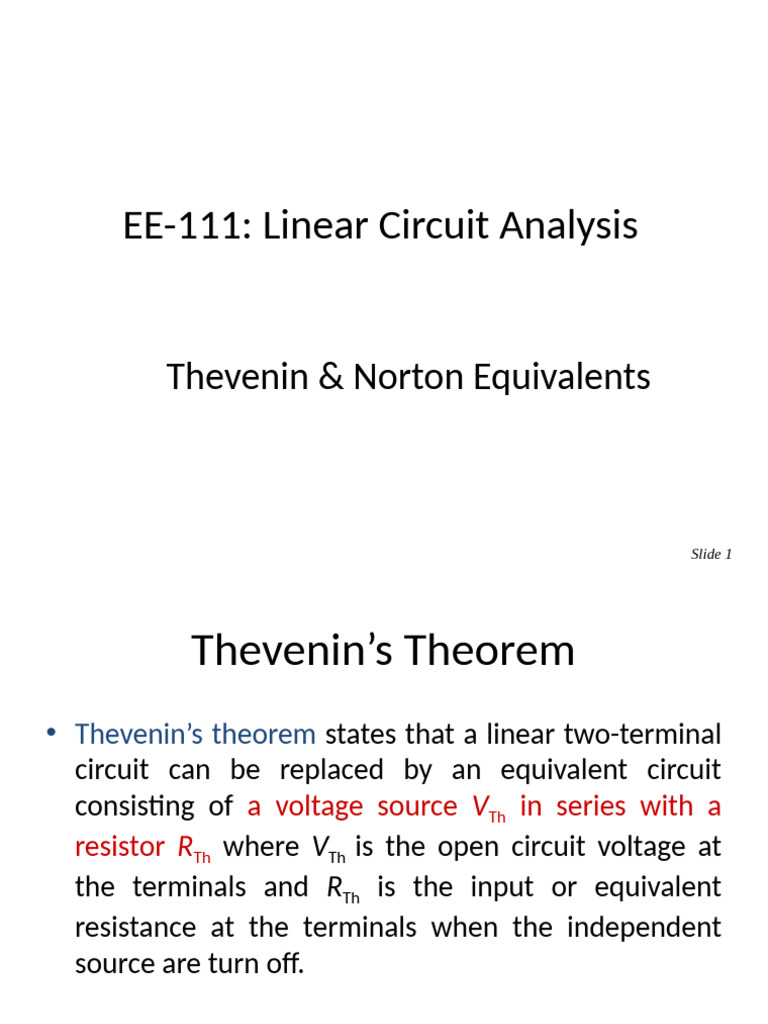 08 - Thevenin Norton Equivalent | PDF | Electrical Network | Electromagnetism