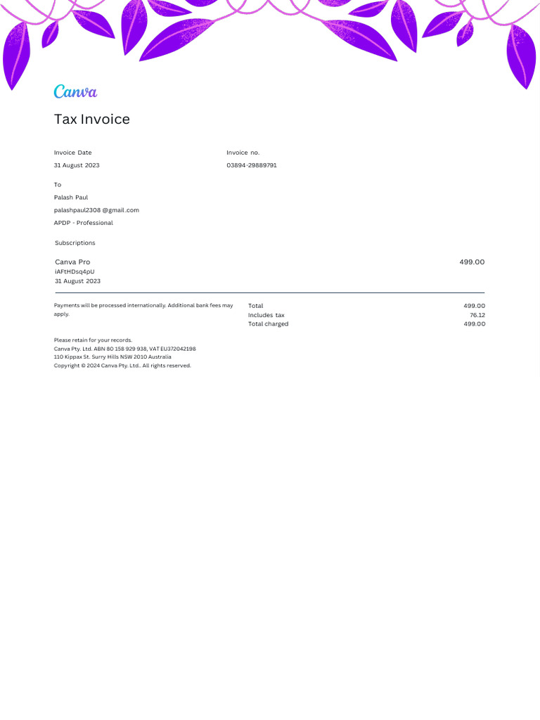 Invoice 03894 29889791 | PDF