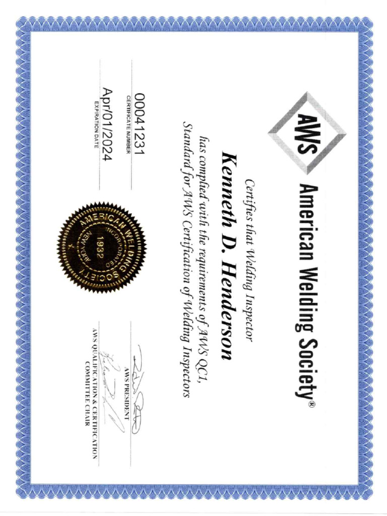 Henderson K CWI Cert 040124 | PDF