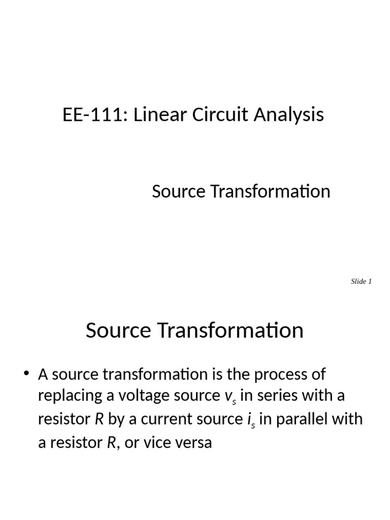 06 - Source Transformation | PDF | Electrical Network | Resistor