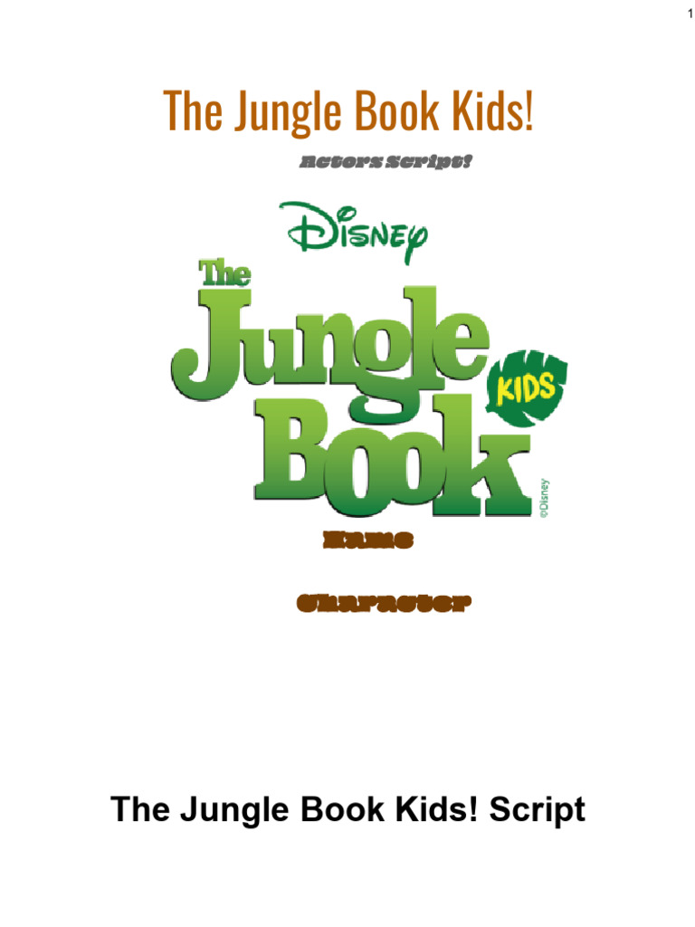 Jungle Book Script | PDF | Bagheera | Baloo