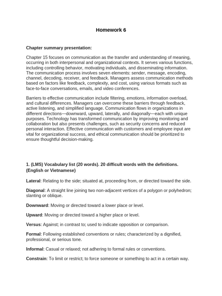(Group6) - (Homework 6) - (Molly) - (A09E) | PDF | Communication | Information