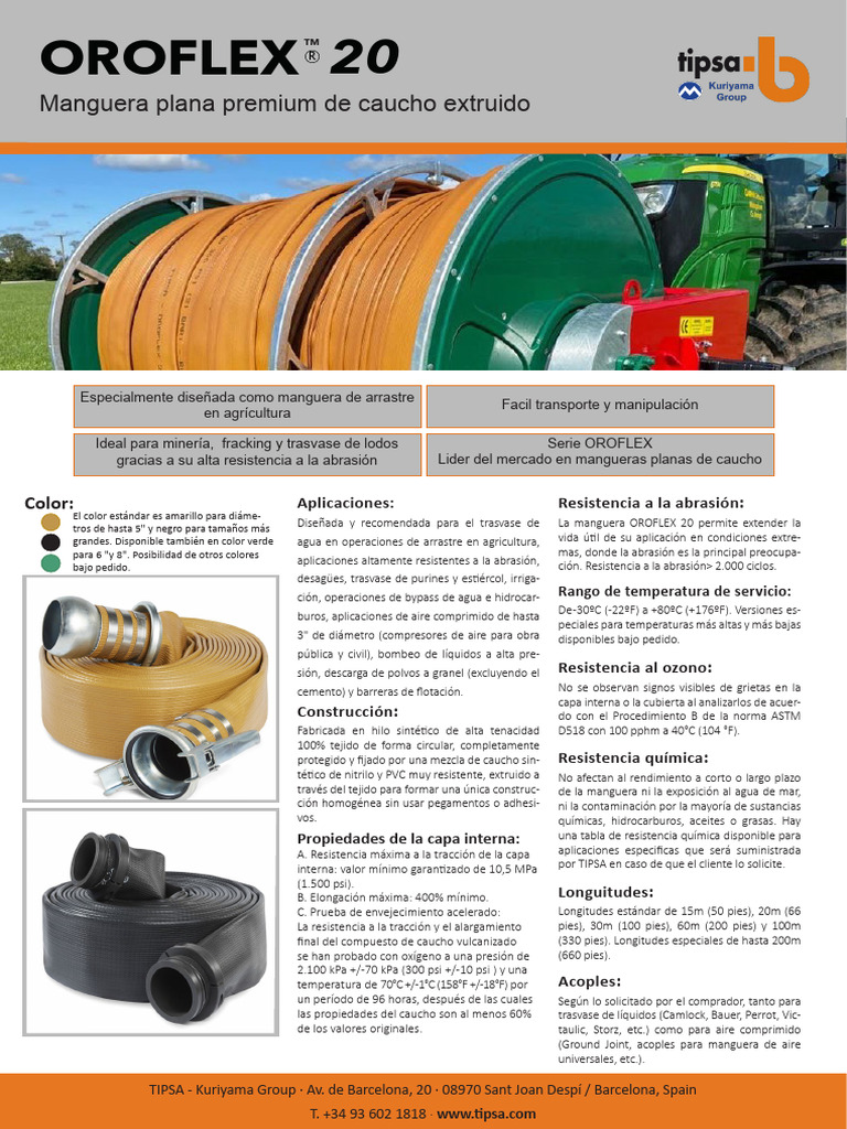 Manguera OROFLEX 20: Resistencia y Versatilidad | PDF | Pascal (Unidad ...