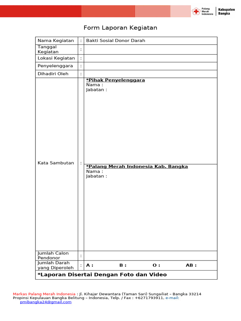 Form Laporan Kegiatan | PDF