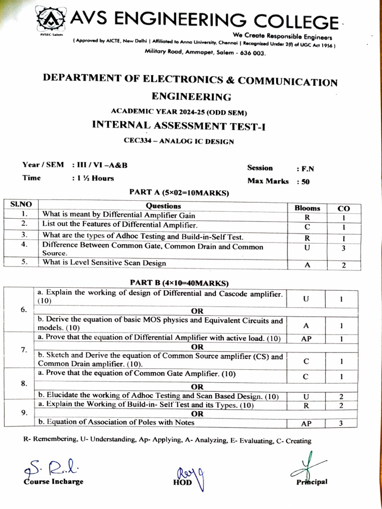AID - Internal Question Paper | PDF | Semiconductor Devices | Electrical Circuits