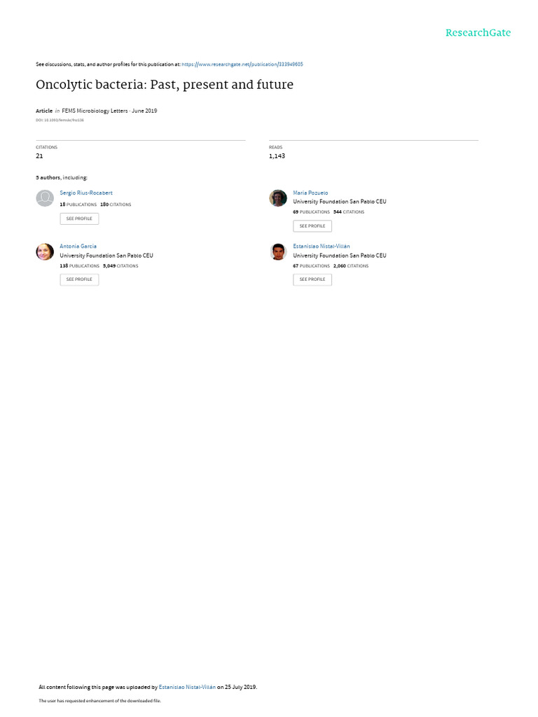 Oncolytic Bacteria Paper | PDF | Cervical Cancer | Inflammation