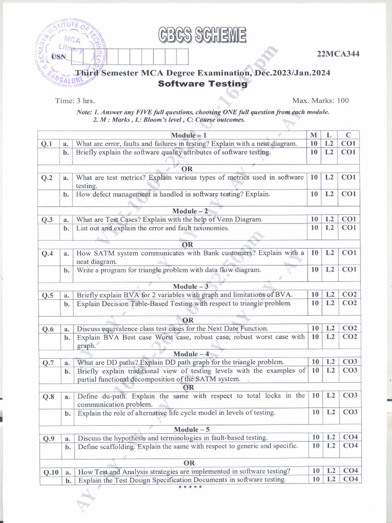 22mca344 QP | PDF