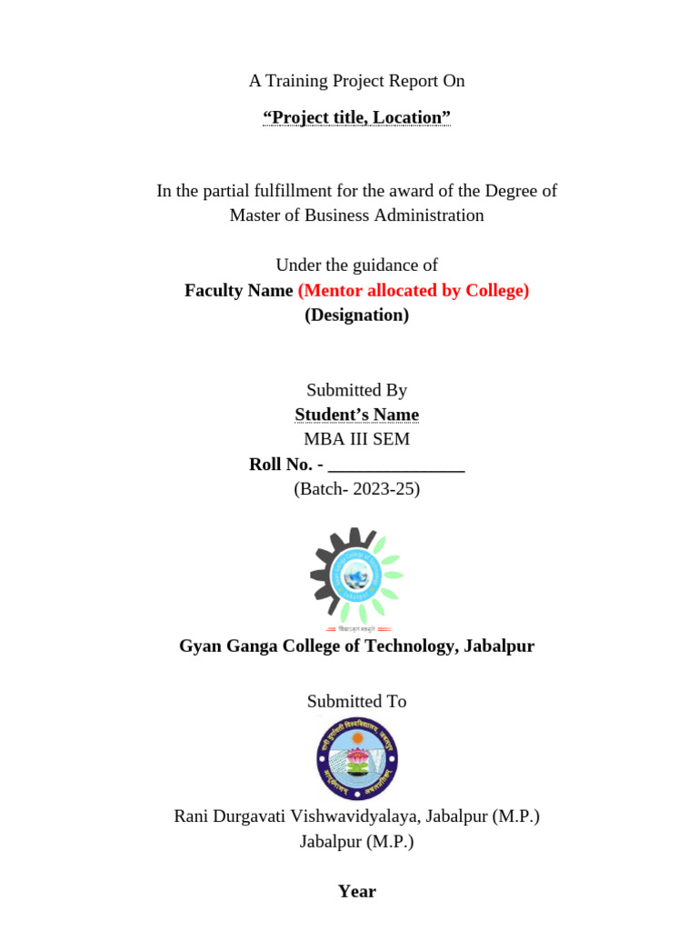 Training Project Report Format (GGCT) | PDF | Gratitude