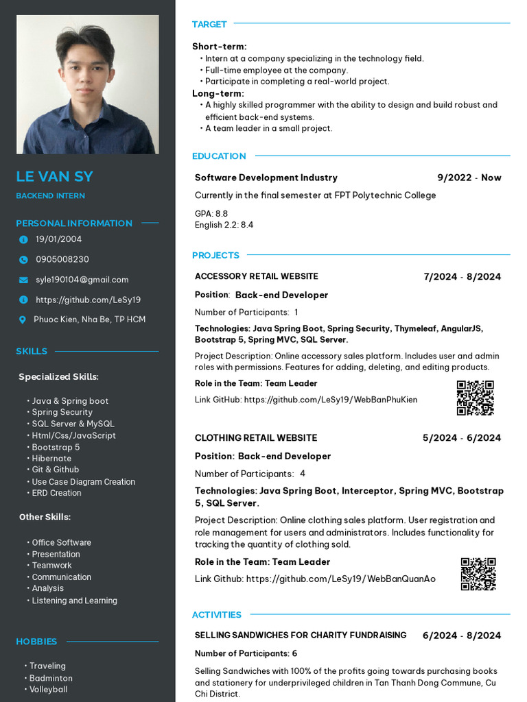 CV LeVanSy Backend Intern | PDF | Software Development | Systems ...
