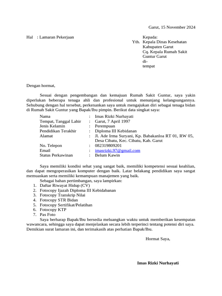 Surat Lamaran Edit | PDF